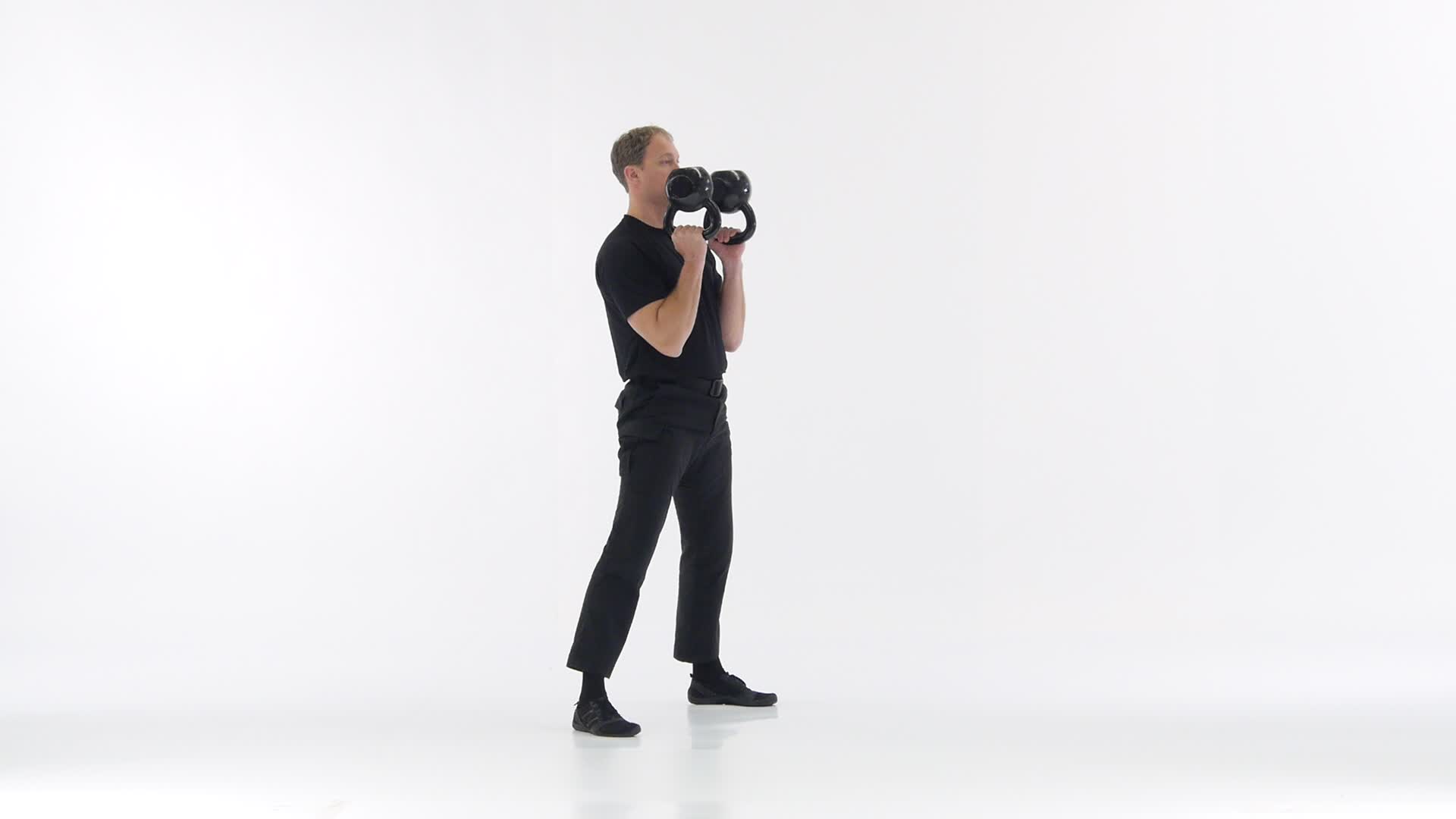 Clean and Squat Double Arm Bottoms Up from Symmetrical Stance with Two ...